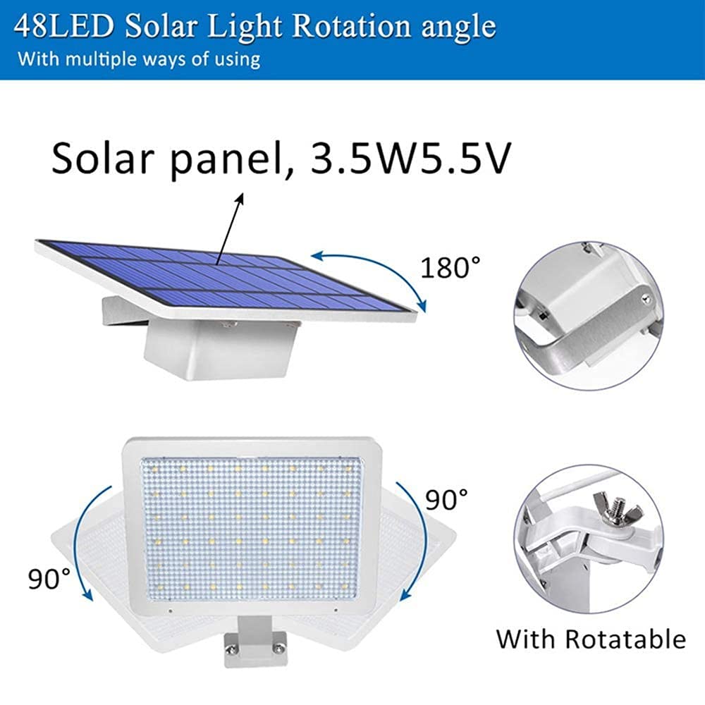 ZHUANYIYI Solar Lights Outdoor,48 LEDs Solar Light for Outdoor Garden Wall Yard LED Security Lighting with Adjustable Lighting Angle,for Home Garden
