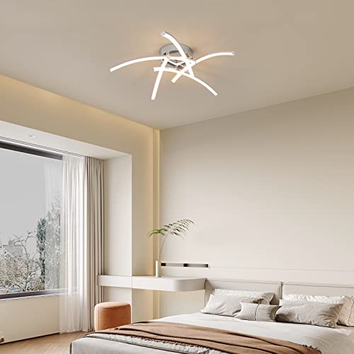 DELIPOP LED Ceiling Light Fixtures, 30W 3000K Curved Design Semi Flush Mount Ceiling Light, 2750LM Light Fixtures Ceiling Mount Modern LED Ceiling Light for Hallway Bedroom Kitchen Living Room