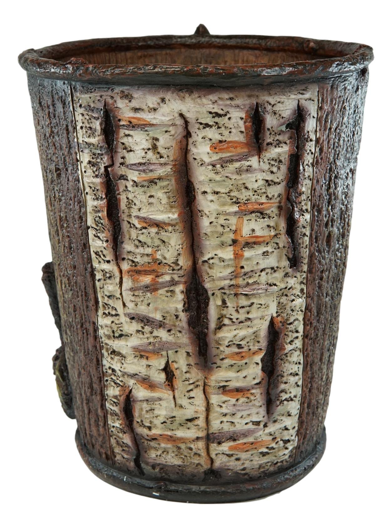 Ebros Gift Rustic Southwestern Inspirational Le Fleur Cross with Birch and Pinecones Bathroom Accessory Resin Sculpture Fleur De Lis Accent (Dry Waste Basket Trash Bin)