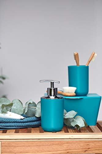 WENKO, Petrol, Decorative Box Organization, Container for Bathroom Storage, Small Basket with Lid, 7.48 x 3.94 x 6.10 in, 7.5 x 3.9 x 6.1 inch