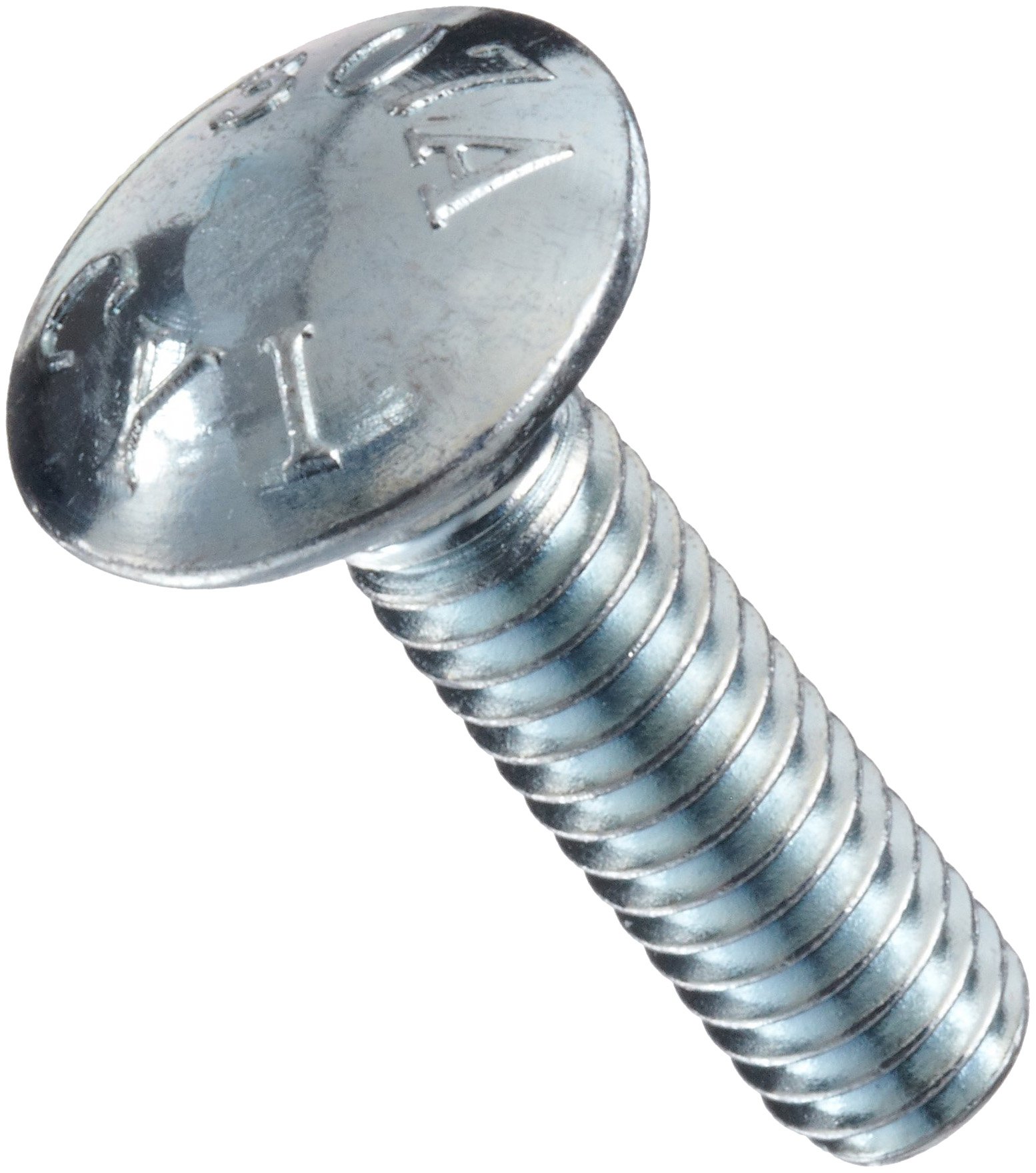 Zinc Plated Steel Carriage Bolt, Oval Head, 5/16"-18, 3-1/2" Length (Pack of 50)