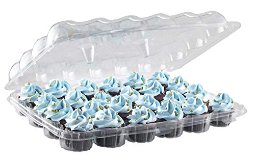 Katgely Disposable Mini Cupcake Box Container - Holds 24 Mini Cupcakes - PBA Free Plastic – Pack of 10