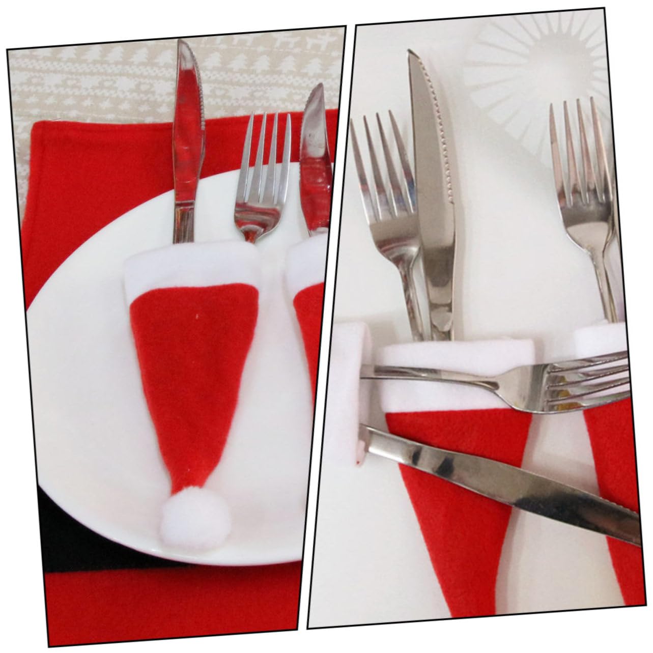 BESTOYARD 12pcs Christmas wine bottle cap Mini Xmas Knives And Forks Bags Candy Wine Bottle Holders christmas tableware cover christmas candy tableware bags 15c dining table fork spoon cloth