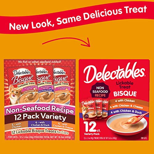 Delectables Bisque Non-Seafood Lickable Wet Cat Treats, Variety Pack, 12 Count (Pack of 1)