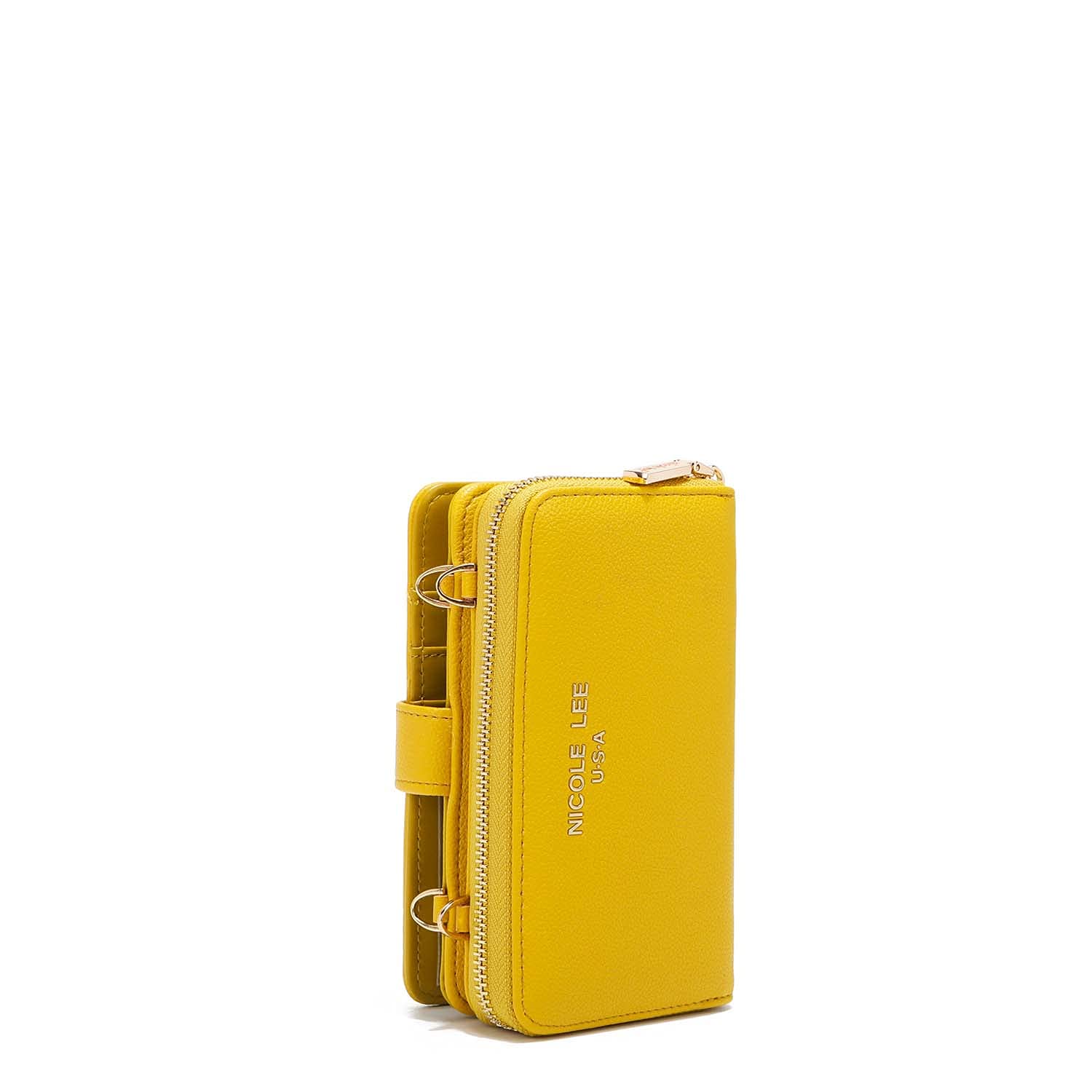 Nicole Lee 2 Pieces Phone Case Wallet Crossbody Wallet with Crossbody Strap, Vegan Leather, Phone Size Fits Most (MUSTARD)