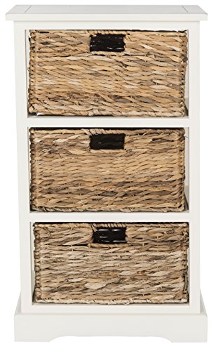 Safavieh American Homes Collection Halle Distressed Black 3 Wicker Basket Storage Side Table