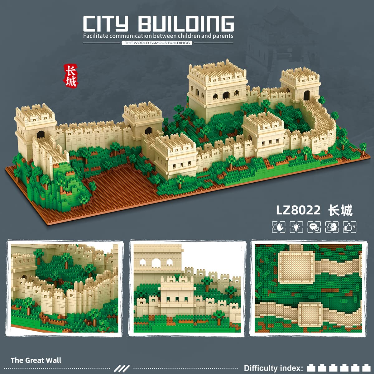 NBK The Great Wall of China Building Blocks, Chinese Ancient Architecture 4114 Pcs Micro Blocks Building Sets Toys Collection Gift for Kids Adults