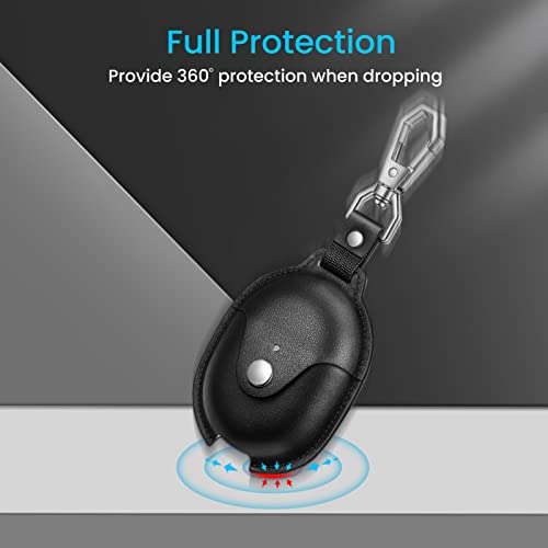 Fintie Protective Case for Google Pixel Buds Pro (2022), Premium PU Leather Slim Fit Metal Snap Closure Portable Cover Skin with Keychain, Black