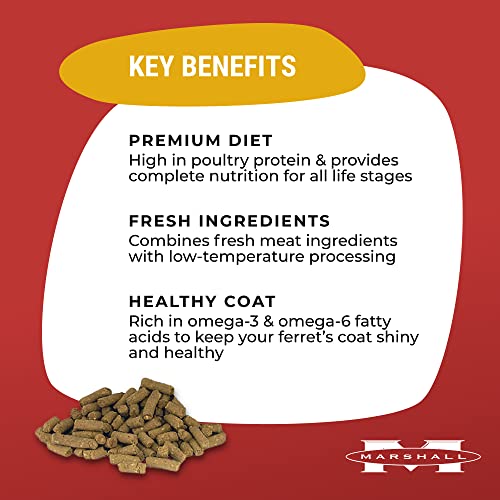 Marshall Pet Products Natural Complete Nutrition Premium Ferret Diet Food with Real Chicken Protein, Highly Digestible, 7 lbs