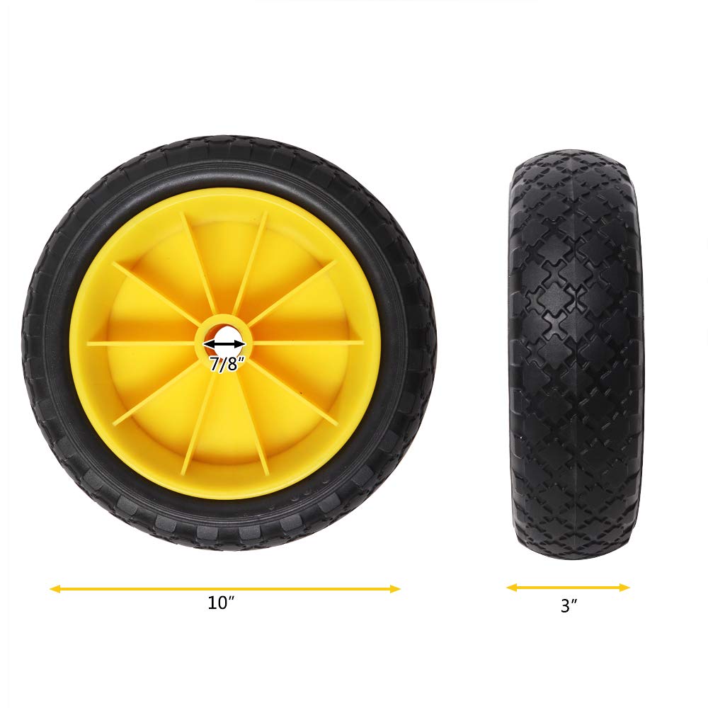 Bonnlo Replacement Solid Tire 10" Airless PU Tire Wheel for Kayak Dolly Canoe Cart 1 PC