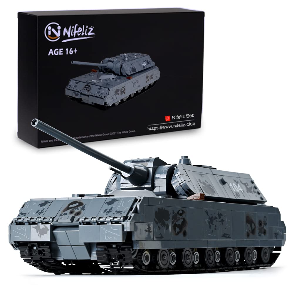 Nifeliz WW2 Military Panzer VIII Maus MOC Building Blocks and Engineering Toy, Adult Collectible Model Tanks Kits to Build, Boy Toys for Christmas and Birthday Gifts, New 2023 (2300 Pieces)