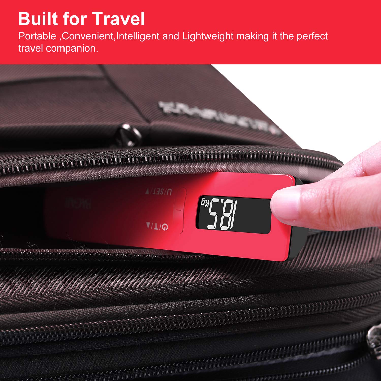 BAGAIL BASICS Digital Luggage Scale, 110lbs Hanging Baggage Scale with Backlit LCD Display, Portable Suitcase Weighing Scale, Travel Luggage Weight Scale with Hook, Strong Straps for Travelers Blue