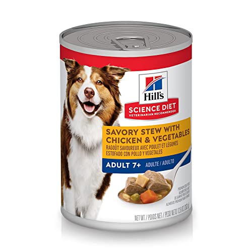 Hill's Science Diet Senior 7+ Wet Dog Food, Savory Stew With Chicken & Vegetables, 12.8 oz. Cans, 12-Pack