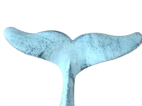 Rustic Dark Blue Whitewashed Cast Iron Decorative Whale Hook 5" - Decorative Wa