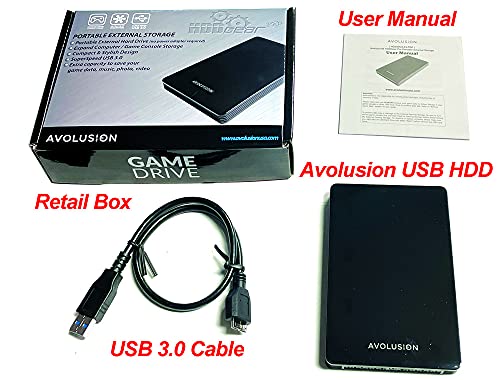 Avolusion HD250U3-Z1-PRO 500GB USB 3.0 Portable External Gaming Hard Drive (PS5 Pre-Formatted) - 2 Year Warranty