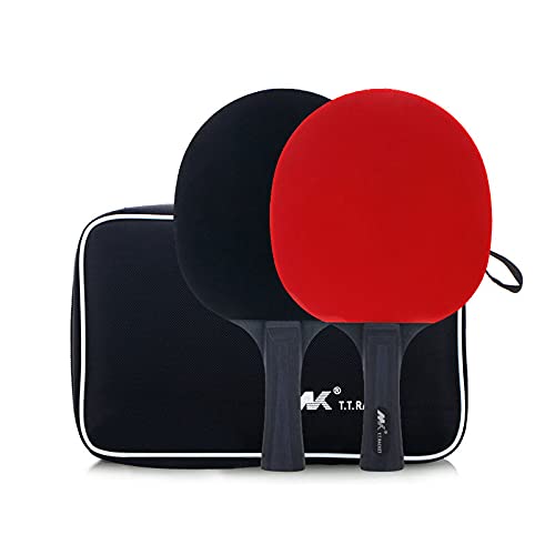 Blankki Wind Spin Ping Pong Paddle Set with Triple Foam pad | 7-Ply Blade, Offensive Rubber, 2.0mm Sponge, Protector Case |, Red, Black