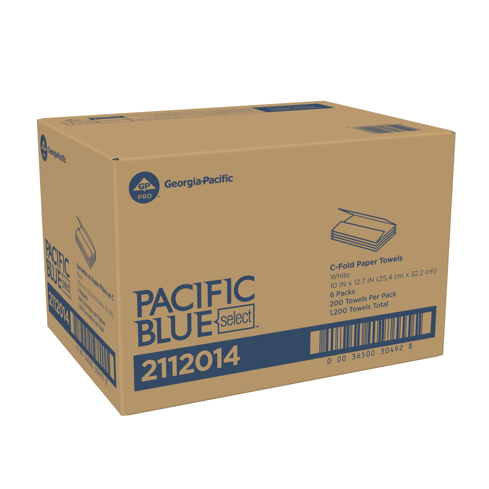 Georgia-Pacific Professional Series Premium 1-Ply C-Fold Paper Towels by GP PRO (Georgia-Pacific); White; 2112014; 200 Towels Per Pack; 6 Packs Per Case