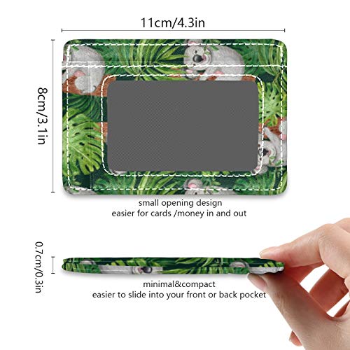 Linomo Thin leather Card Holder and Money Clip Tropical Palm Leaves Koala Wallet RFID Blocking for Men & Women
