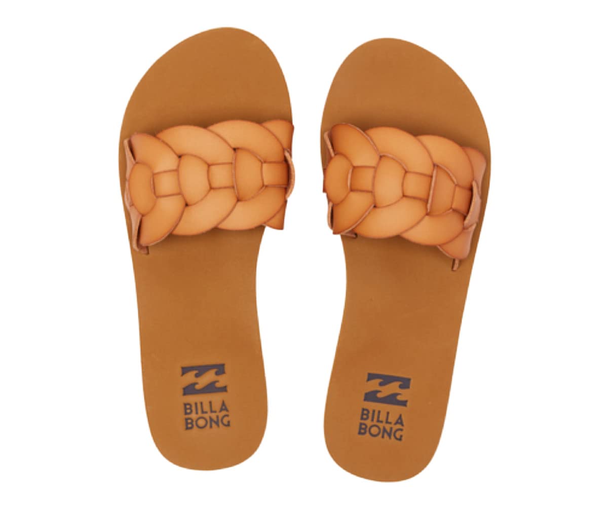 Billabong Womens Solarmar Single Strap Slide Sandals, Tan, 7