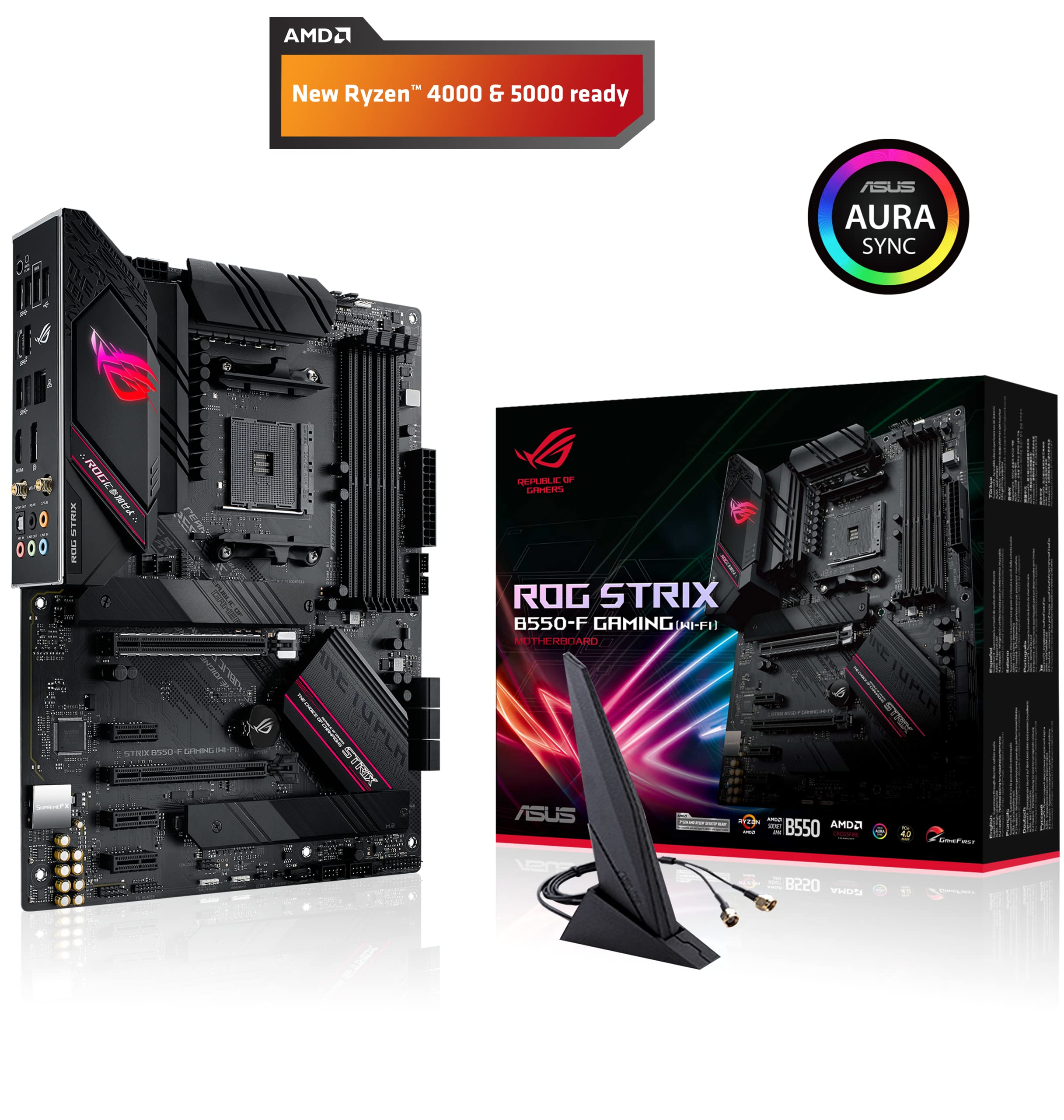 ASUS ROG Strix B550-F Gaming AMD AM4 ATX Motherboard with WiFi 6, PCIe 4.0, 2.5Gb LAN, HDMI 2.1, Aura Sync