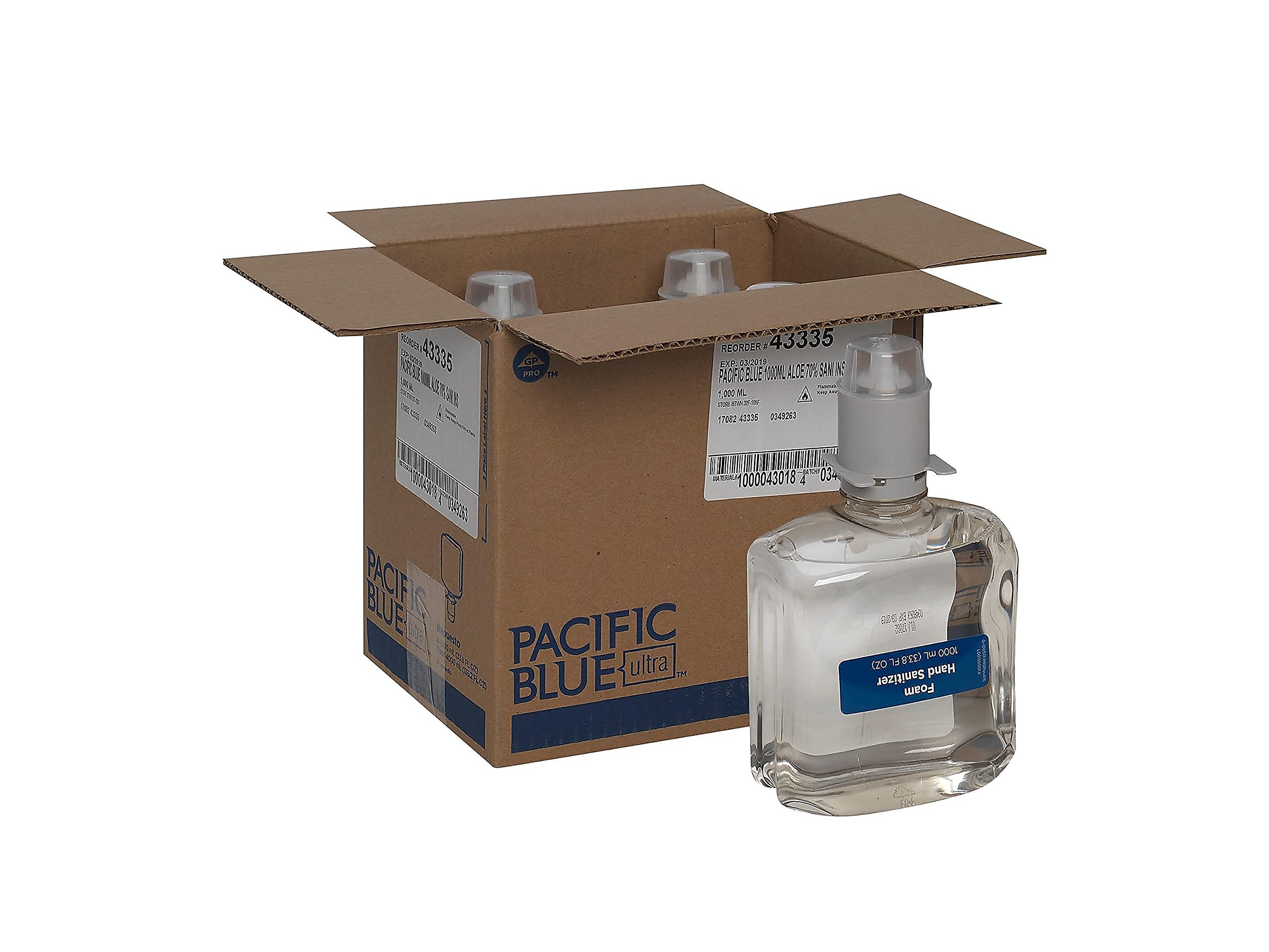 Georgia-Pacific Professional 43335 Pacific Blue Ultra Soap/Sanitizer Dispenser Refill, Unscented, 1000mL, 4/CT