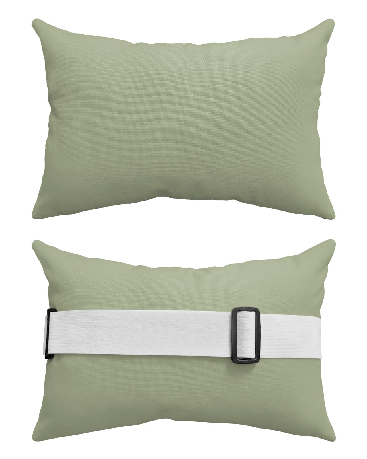 DecorLovee Sage Green Outdoor Recliner Pillows for Head, Modern Sage Green Waterproof Chair Pillow with Elastic Stripe, Farmhouse Chaise Lounge Headrest Pillow for Patio/Beach/Pool 2Pack, 11"x16"