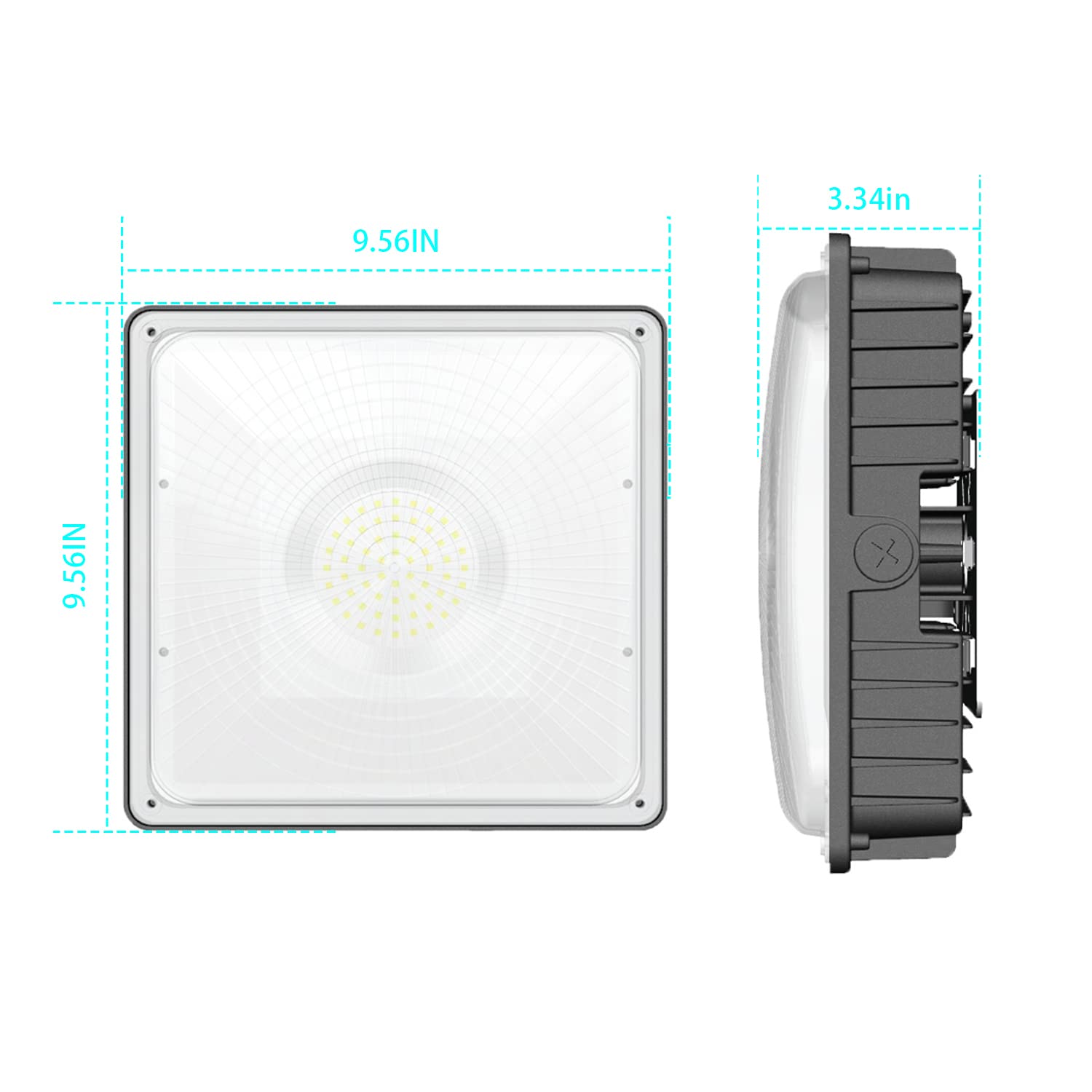 Deojoy LED Canopy Light Fixture 45W 1 Pack,HID/HPS Replacement, 9.5" x 9.5", LED Shop Light, 5700K, AC100-277V, IP65 Waterproof,Canopy Light Outdoor for Gas Station,Warehouse Light (45W-1Pack)