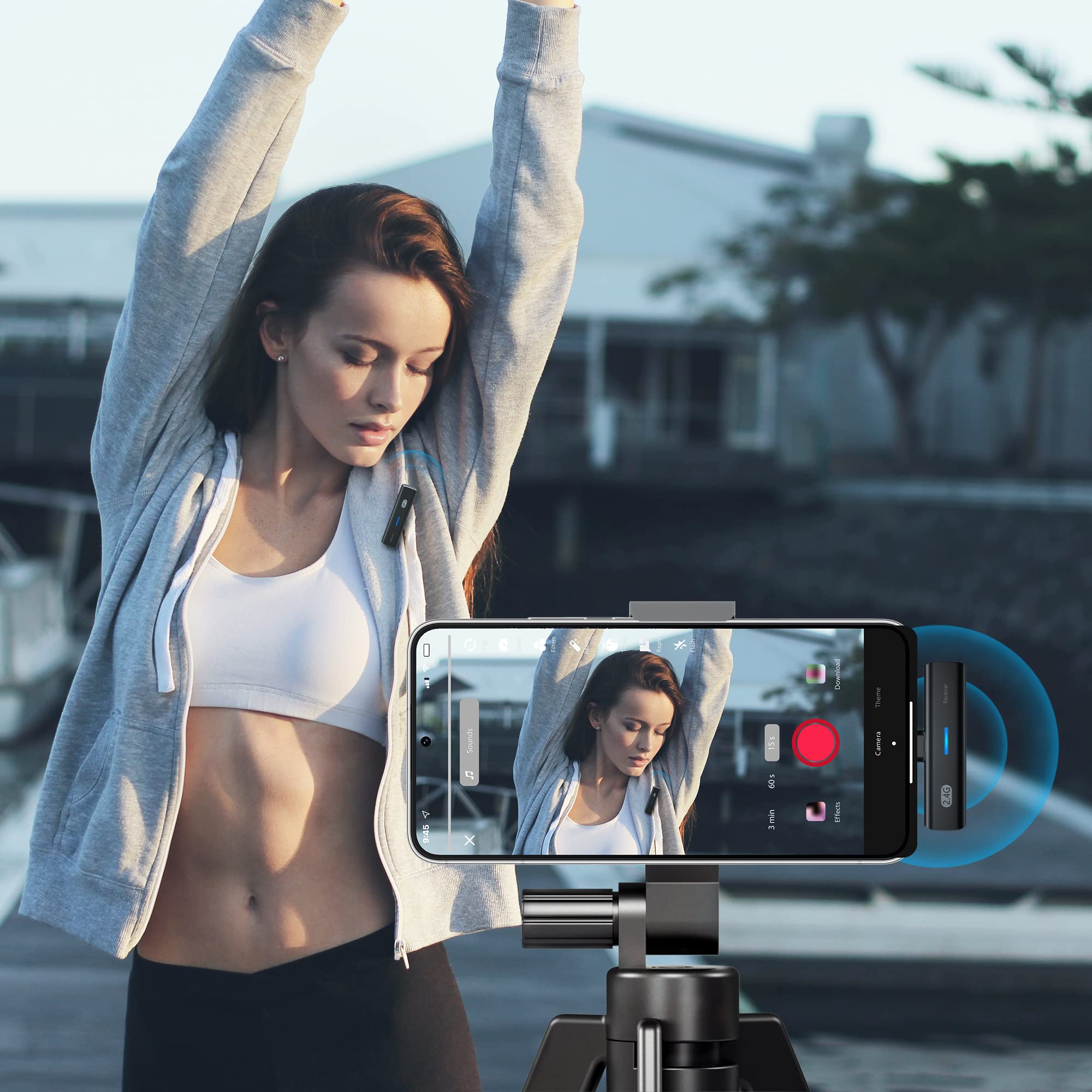 Bietrun Wireless Lavalier Microphones for Android, 65 FT Plug-Play Lav Mic with USB C Interface for Video Recording, Wireless Clip on Microphone for Podcast Vlog YouTube