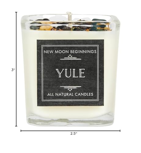 Yule Candle by New Moon Beginnings - Winter Holiday Candles - Herb & Crystal Candles - Soy Candle - Winter Solstice Candles