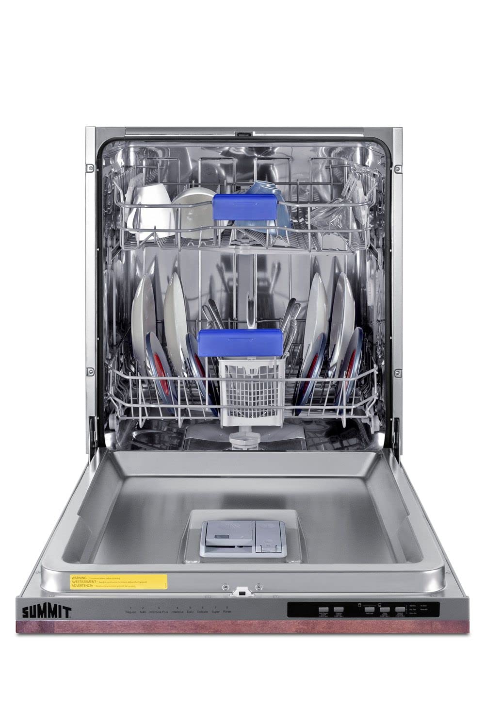 Summit Appliance DW245NTADA 24" Wide Built-In Dishwasher; ADA Compliant; Panel-ready Door (Panel Not Included); 8 Wash Programs; 5 Auxiliary Functions; Touch Controls; Top Control Panel