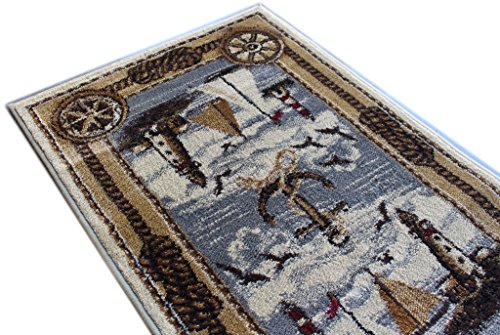 Masada Rugs Nature Area Rug Mat Nautical Scene (2 Feet X 3 Feet 2 Inch) Mat
