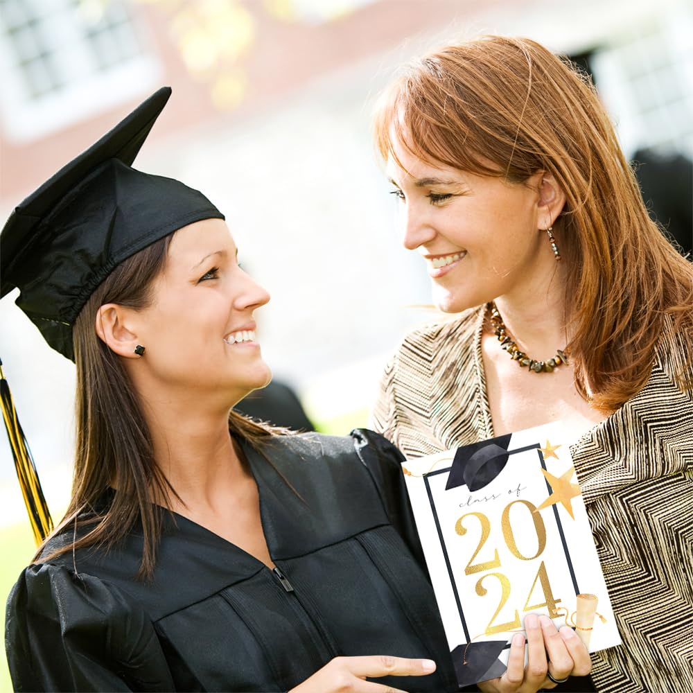 Tree-Free Greetings Graduation Greeting Card with Matching Envelope, Eco Friendly, Made in USA, 100% Recycled Paper, 5 x 7, 2024 Congrats Cap (GO68779)