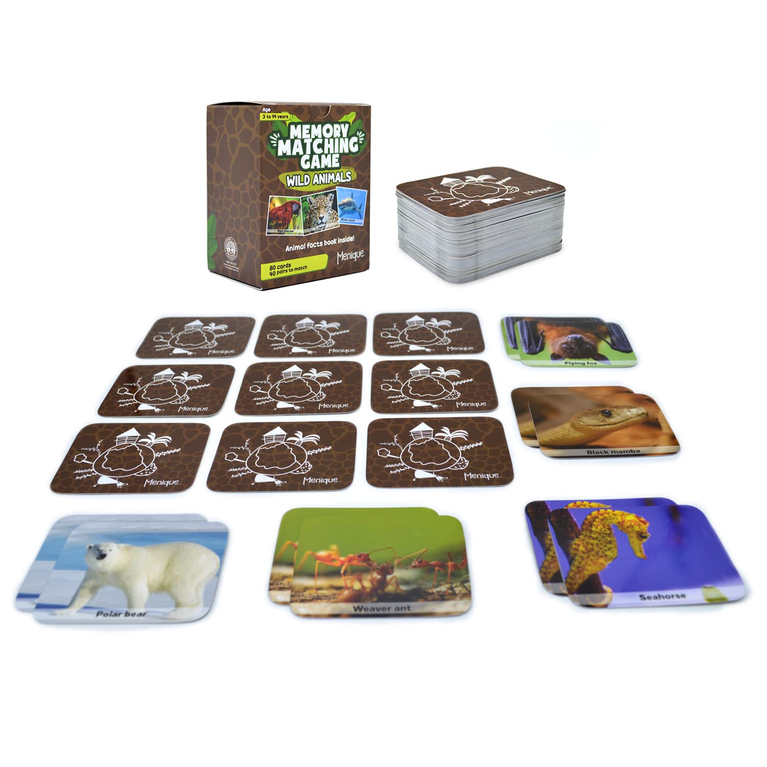 Menique, Wild Animals, Memory Matching Game