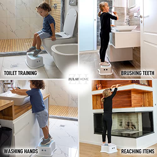 Zulay Home Step Stools for Bathroom Sink with Anti-Slip Surface & Base - Kids Step Stool for Toddlers Potty Training, Kitchen, Living Room, Bedroom, Toy Room (Blue)