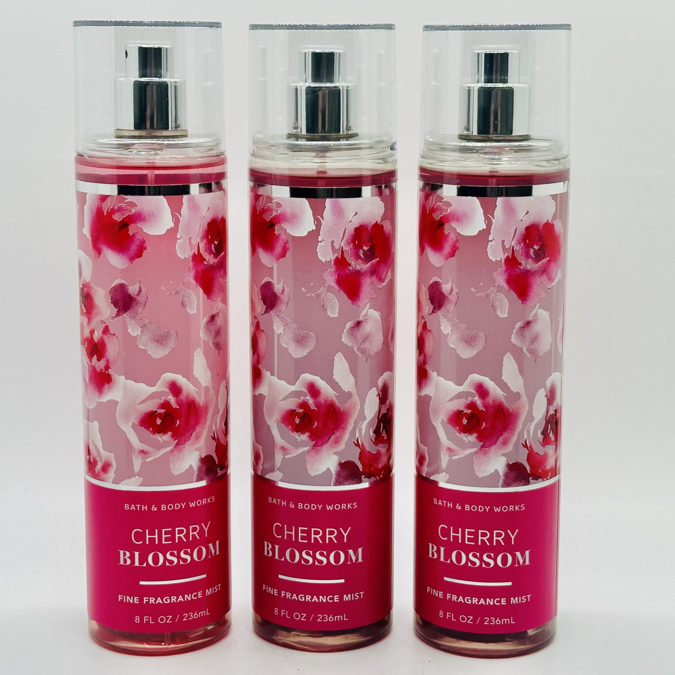 Lot of 3 Bath & Body Works Cherry Blossom Fine Fragrance Mist 8 Fl Oz Each (Cherry Blossom)