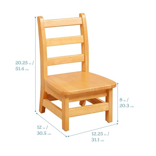 ECR4Kids Hardwood Table with 16in Legs and Two 8in Chairs, Kids Furniture, Honey
