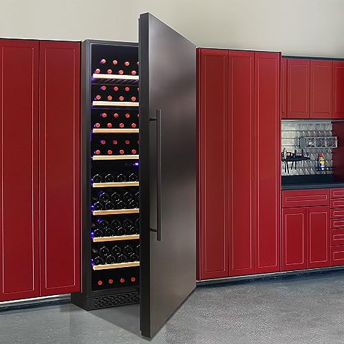 DUURA Elite DE3000WCGWB-R Wine Cooler Refrigerator Dual Zone 300 Bottle Capacity, Freestanding Design, Adjustable Temperature Control, Right Hinge, 30-Inch, Black
