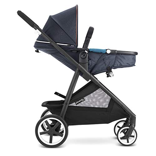 Evenflo Gold, SensorSafe Shyft Smart Modular Travel System with SecureMax Smart Infant Car Seat, Six Different Modes, Syncs with SensorSafe App, 3-Position Recline, Fits Babies 4-35 Pounds, Sapphire