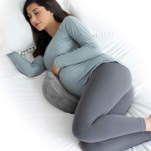 PharMeDoc Pregnancy Pillows for Sleeping Wedge Pillow, Maternity Pillow,Belly Wedge Memory Foam, Pregnancy Must Haves, New Mom Gifts for Women, Velvet Grey Cover