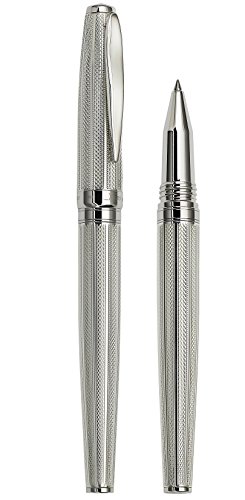 Xezo Solid 925 Sterling Silver Serialized Fine Rollerball Pen with Screw-On Cap (Maestro 925 Sterling Silver R-1)