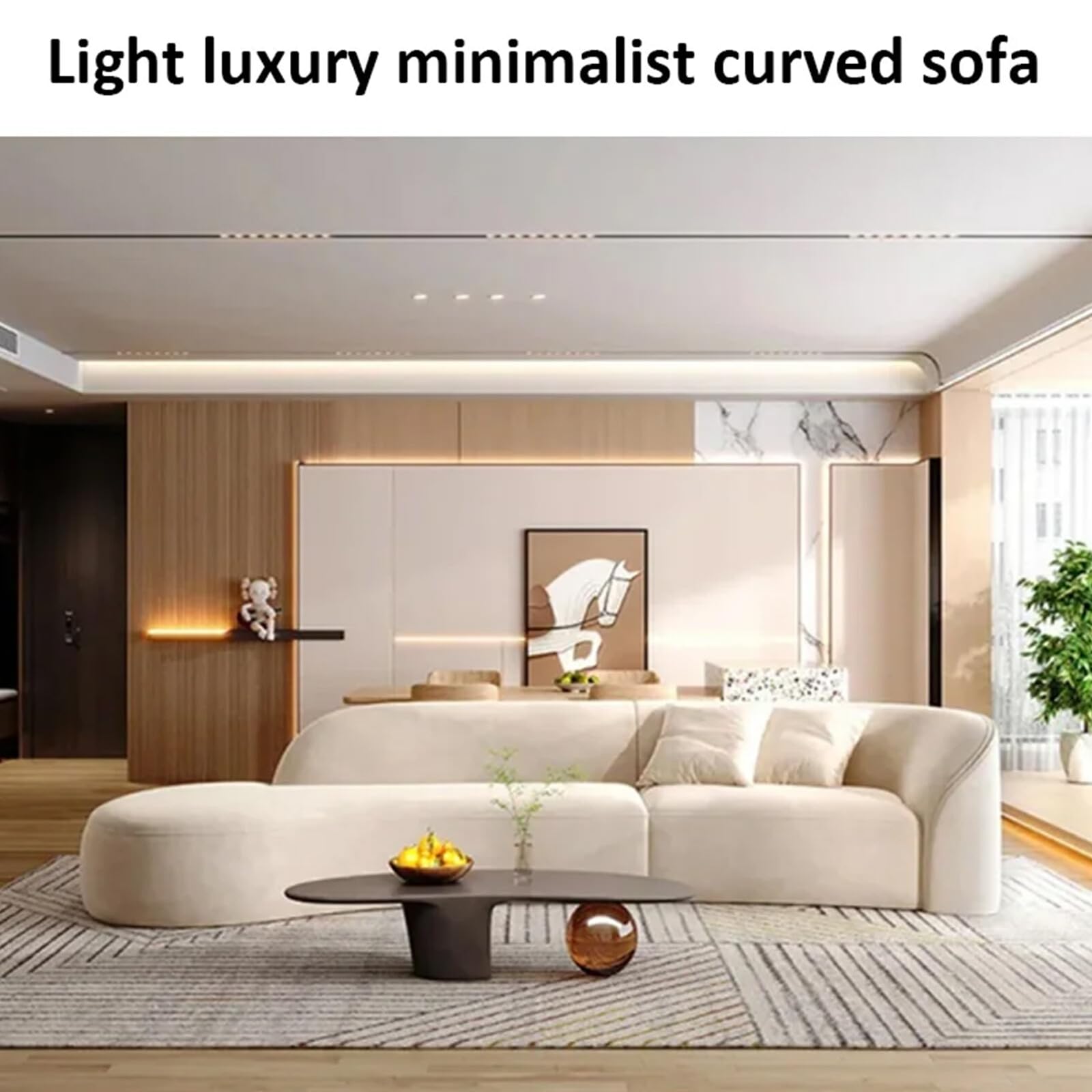 Curved Sofa, Sectional Corner Sofa, Modern Luxury Double Chaise Oversized Curved Couch, L-Shape Upholstery 3 Seater Sofa Couch for Apartment and Living Room (Ivory Left-Facing, 94.5"L*33.5"W*30.7"H)