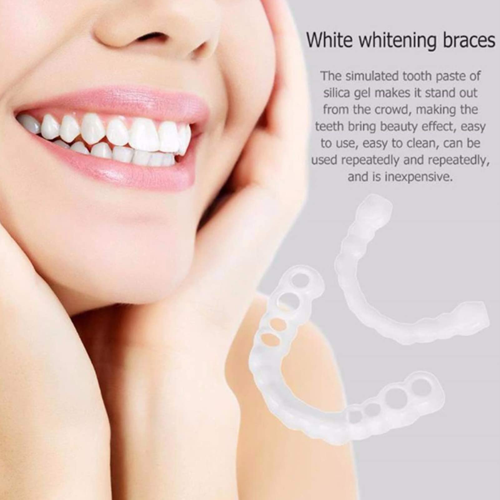 CHJC 2022 New Snap-On Dentures, Veneers Snap in Teeth, Snap in Teeth for Men and Women, Fix Confident Smile, White (CREAM)