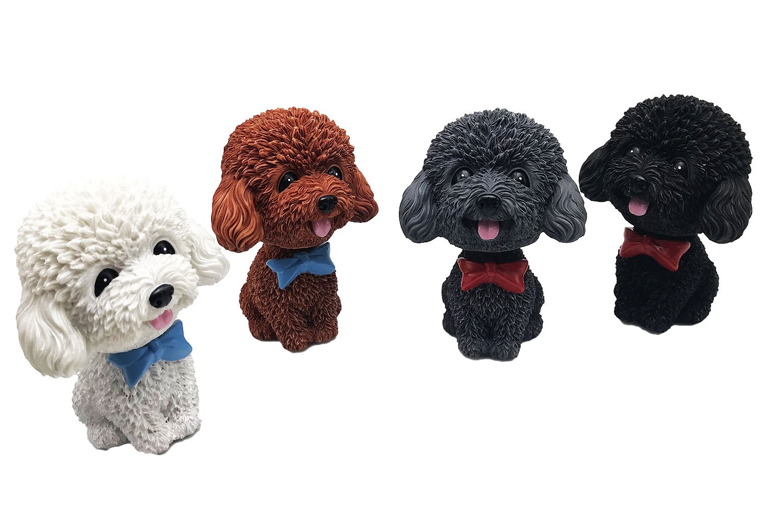 IBWell Mini Bobbing-Head Dog for Car Dash Board Decor,Dashboard Doggy Puppy Teddy Toy with Adhesive Tab（Poodle） (Black)