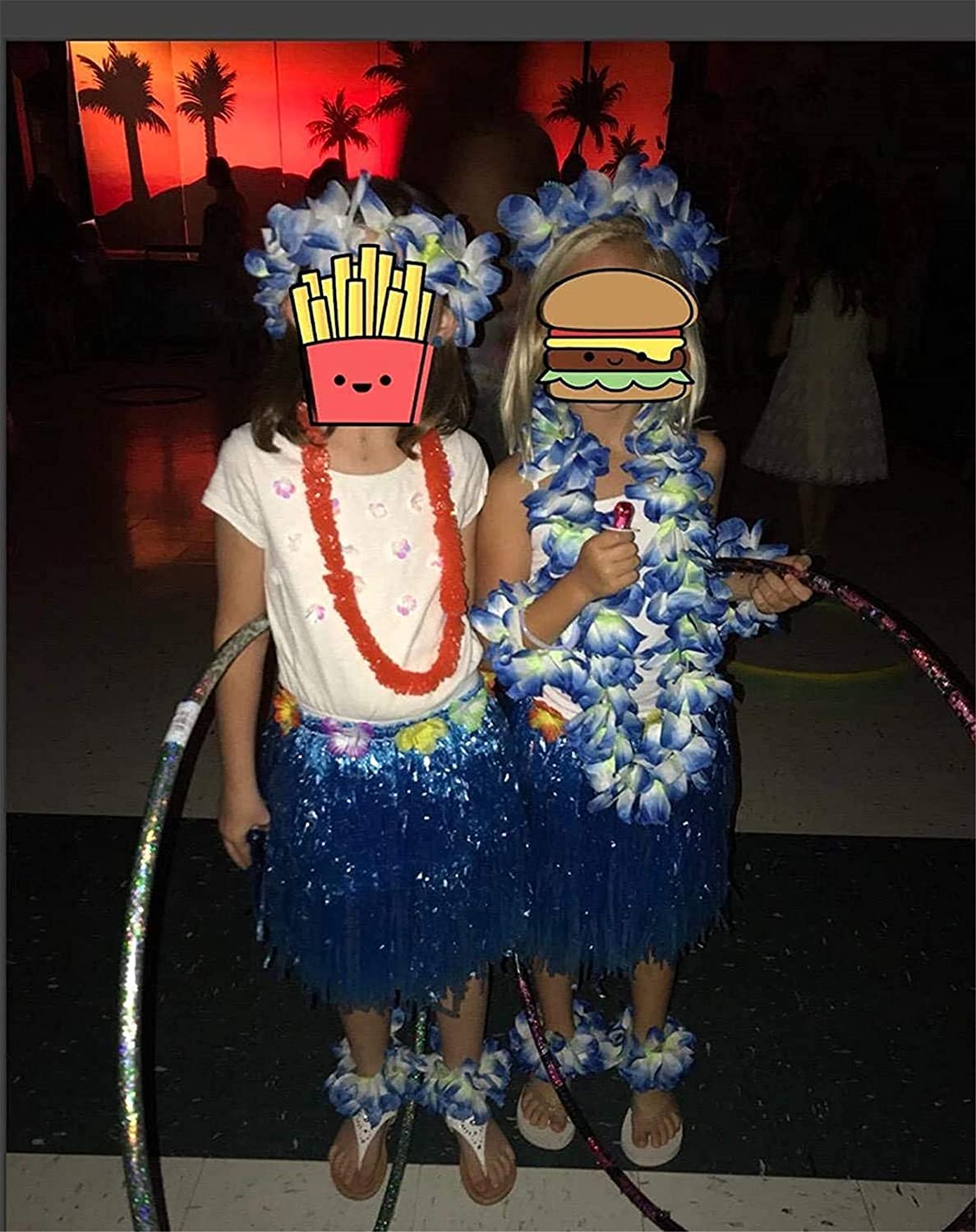 Thicken 41 Inch Blue Hawaiian Leis for Graduation Party, Dance Party, Photo Prop in Outdoors (12 Pcs)