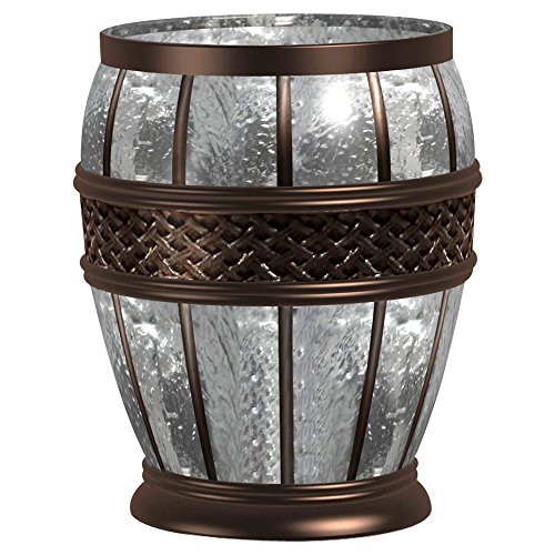 nu steel Resin Crackled Ice Small Trash Can Wastebasket, Garbage Container Bin for Bathrooms, Powder Rooms, Kitchens, Home Offices - Oil Rubbed Bronze