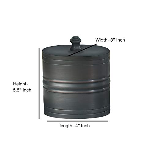nu steel Swab/Cotton Container Bogart Canister Jar with Lid for Cosmetics and Makeup Storage, Bathroom, Countertop, Desk, and Vanity, Oil Rubbed Bronze