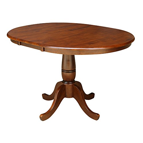 International Concepts Standard Height 36-Inch Round Extension Table with 12-Inch Leaf, Espresso