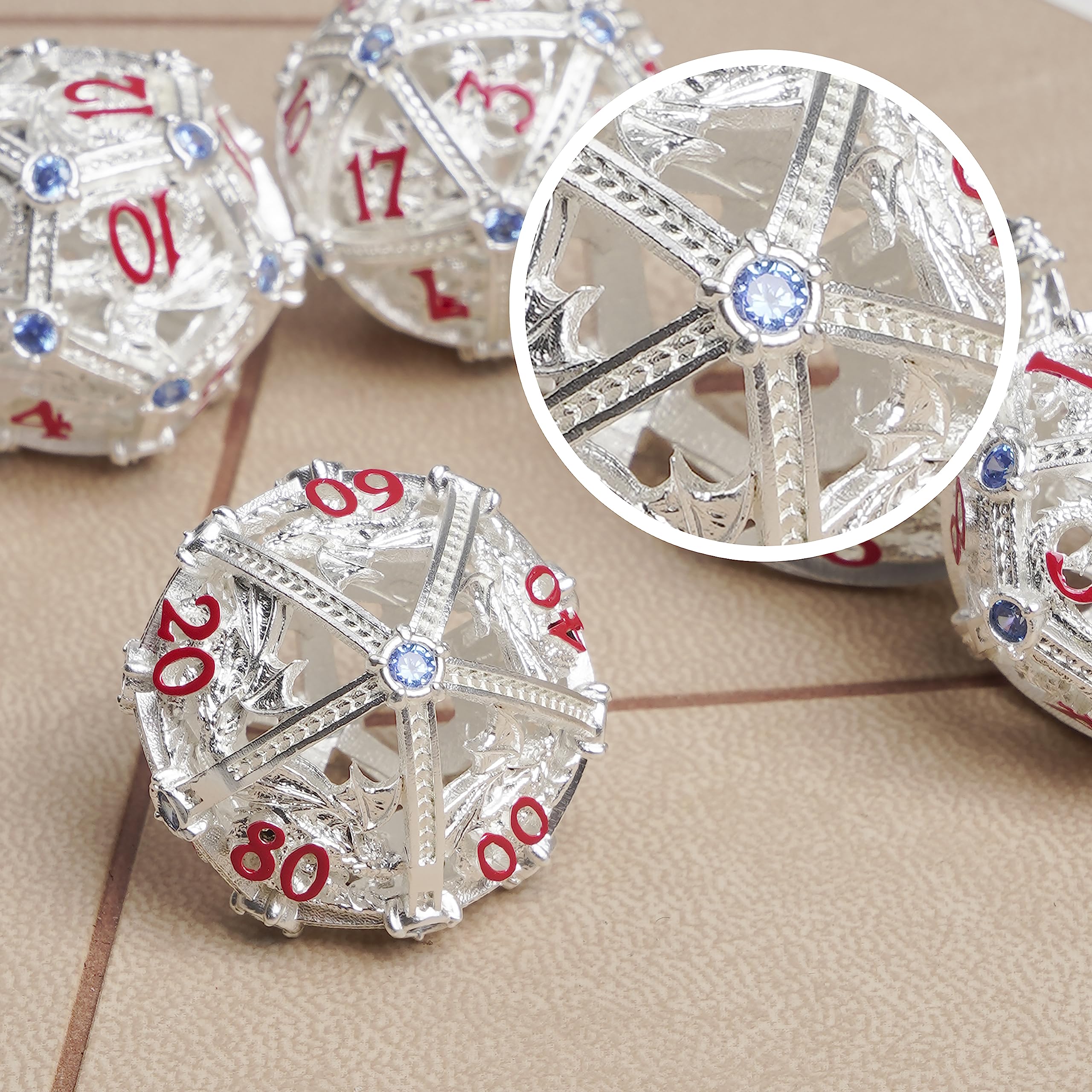 Metal Dice Set Hollow Polyhedral Skull Metal Dice Suitable 7Pcs Set for Dungeons and Dragons RPG MTG Table Games D&D Pathfinder Shadowrun and Math Teaching (Black Plus Gold)