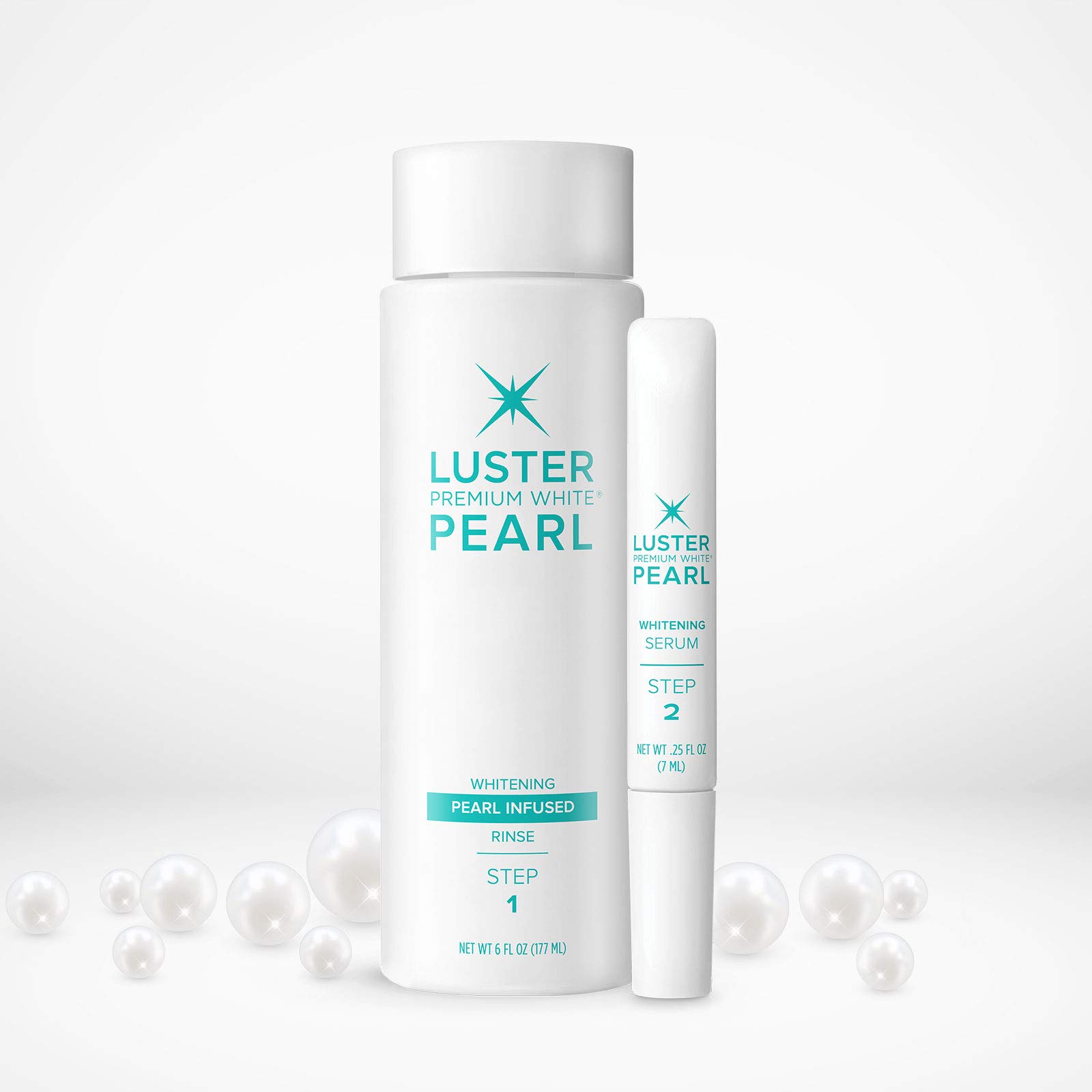 Luster Premium White 2-Minute Pearl Infused Teeth Whitening Kit, Fast Teeth Whitener, Pearl Infused Whitening Rinse & Whitening Serum (2-Piece Kit), Mint