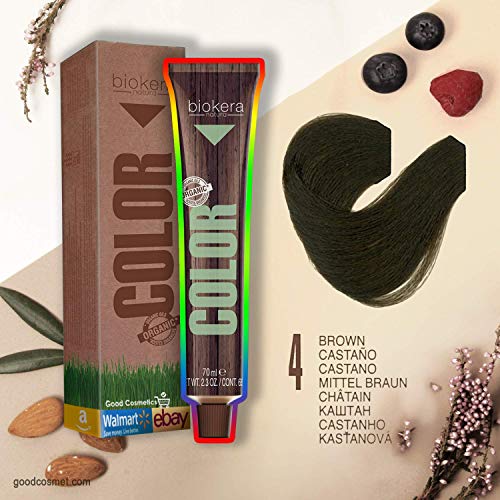 Natural Organic Hair Color Dye PERMANENT by Salerm Biokera (25 mins) 4: Brown